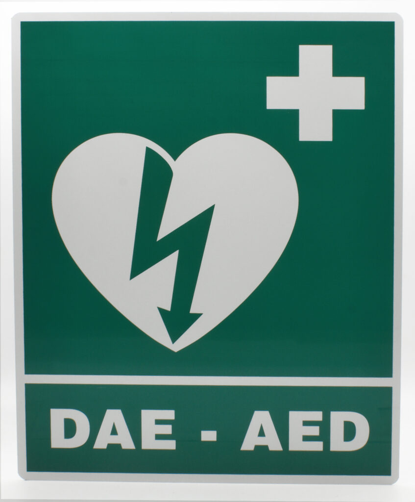 AED-AED front sign 29x36 cm for defibrillator - PVS-SPA